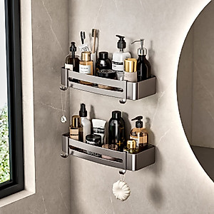 Shower Caddies Organizer Shelf Corner Shower Caddy No Rust Bathroom Caddy For Shower Square Large Capacity Wall Mounted for Inside Shower Bathroom Kitchen Storage (Grey-Square 2 Pack)