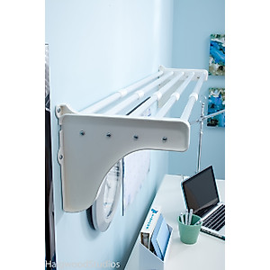 EZ Shelf-Expandable-Closet Shelf (NO Hanging Rod)- 30” to 50” -White-Easy Install to Backwall(Floating)-Wire Closet Shelving Alternative-(EZS-SW48-1-2)