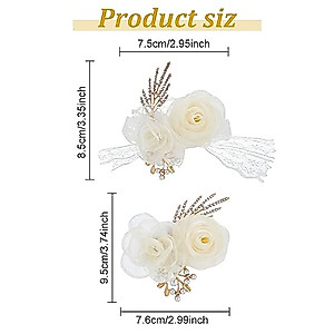 WEBEEDY Wrist Corsage and Boutonniere Set Girl Bridesmaid Wedding Wrist Corsage Boutonniere for Men Wedding Wristlet Hand Flower for Prom Party Bouquets