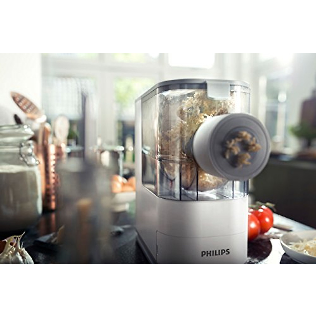 Philips Compact Pasta and Noodle Maker with 3 Interchangeable Pasta Shape Plates - White - HR2370/05