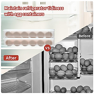 Newness Deviled Egg Containers with Lid, (Set of 2), Plastic Egg Platter for 48 Devil Eggs, Clear Storage Deviled Egg Carrier, Fridge Stackable Countertop Portable Egg Tray