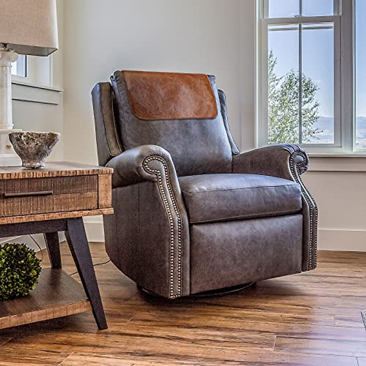 Tradder 3 Pcs PU Leather Recliner Headrest Protector with Arm Covers for Furniture Recliners 22.8 x 14.6 Inch, Arm with Pockets Headrest Cover for Couch Sofa Chairs Furniture(Brown)