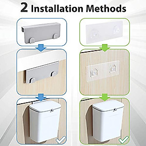 AYADA Hanging Trash Can with Lid, Hanging Garbage Can Lid for Kitchen Cabinet Door in Cabinet Trash Can Hanging Door Mounted Trash Can Door Trash Can Under Sink Door Trash Bin RV Bathroom (White)