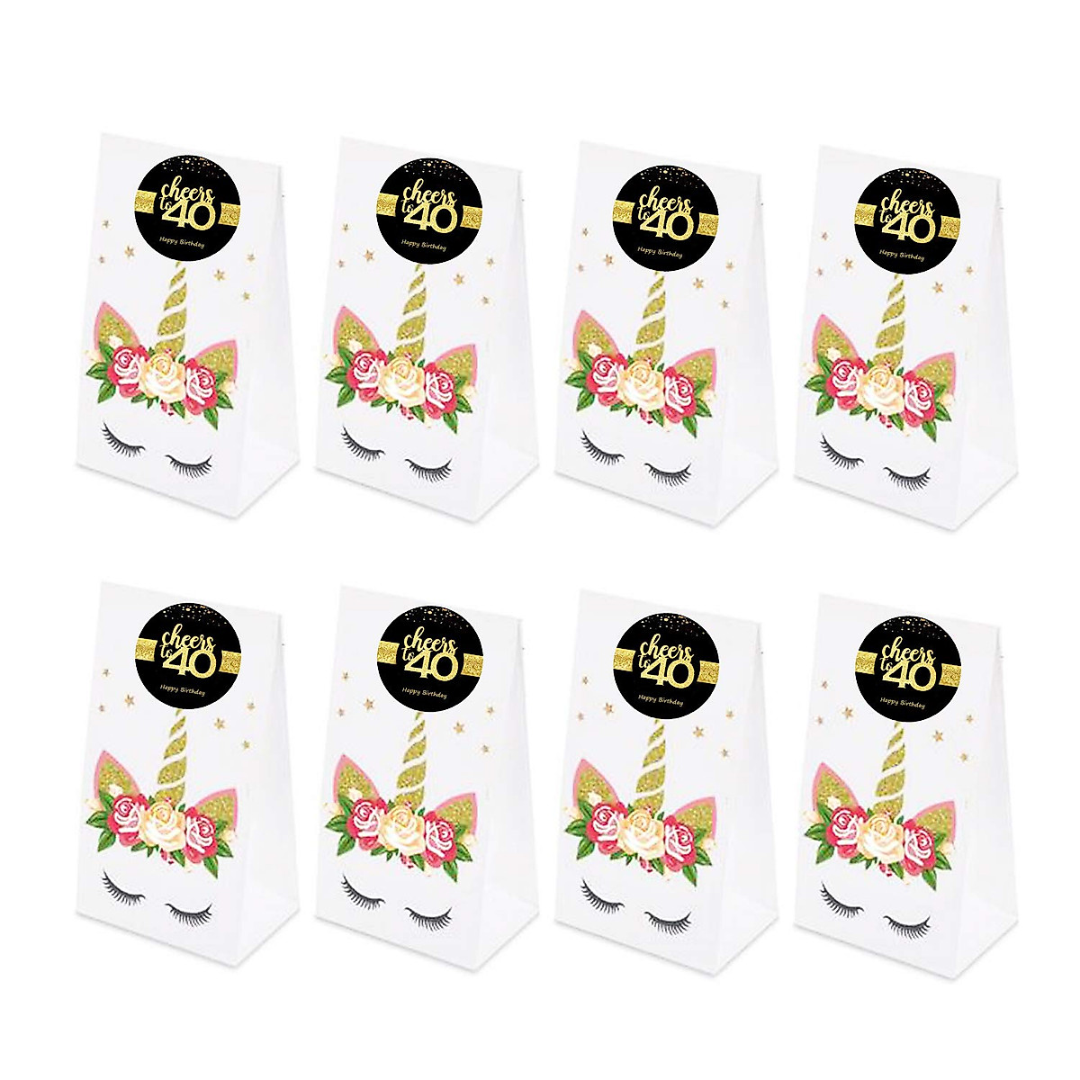 Sumerk 48 PCS Cheers to 40 Stickers Large Bottle Stickers 40th Birthday Stickers Card Seals 2 INCHES Round Happy Birthday Party Favors Stickers