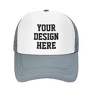 Generic Custom Trucker Hat Custom Hat for Men Sun Cool Dad Hat Personalized Mens Gray Trucker Hat