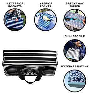 SCOUT Uptown Girl Multi-Pocket Tote Bag, Water Resistant, Zips Closed, Fleetwood Black