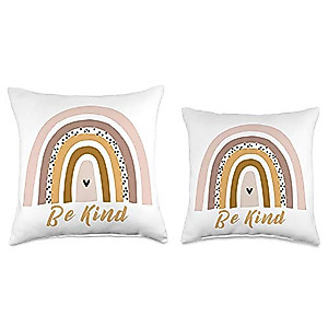 Unique Rainbow Collection TT Mama Teacher Gifts Be Kind Pastel Boho Retro Rainbow Throw Pillow, 16x16, Multicolor