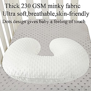 Minky Nursing Pillow Cover Set 2 Pack Nursing Pillow Slipcovers, Ultra Soft Compatible with Boppy Pillow,Standard Pillow for Baby Boy Girl White and Pink