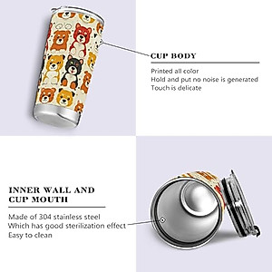 sanluoli Cute Retro Dogs Stainless Steel vacuum insulated water bottle with Straw Leak Resistant Flip coffee travel mug 20oz reusable vacuum insulated tumbler with lid 20 OZ