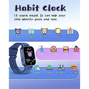 Dolwenqi Kids Smart Watch Boys Toys Age 5-12, 26 Puzzle Games Habit Clock Camera Music Player Flashlight Pedometer 12/24 hr Watches for Kids Birthday Gifts for 6 7 8 9 10 Year Old Boys Girls