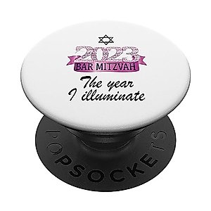 2023 Bar Mitzvah Quote Festive White Pink Decor PopSockets Standard PopGrip