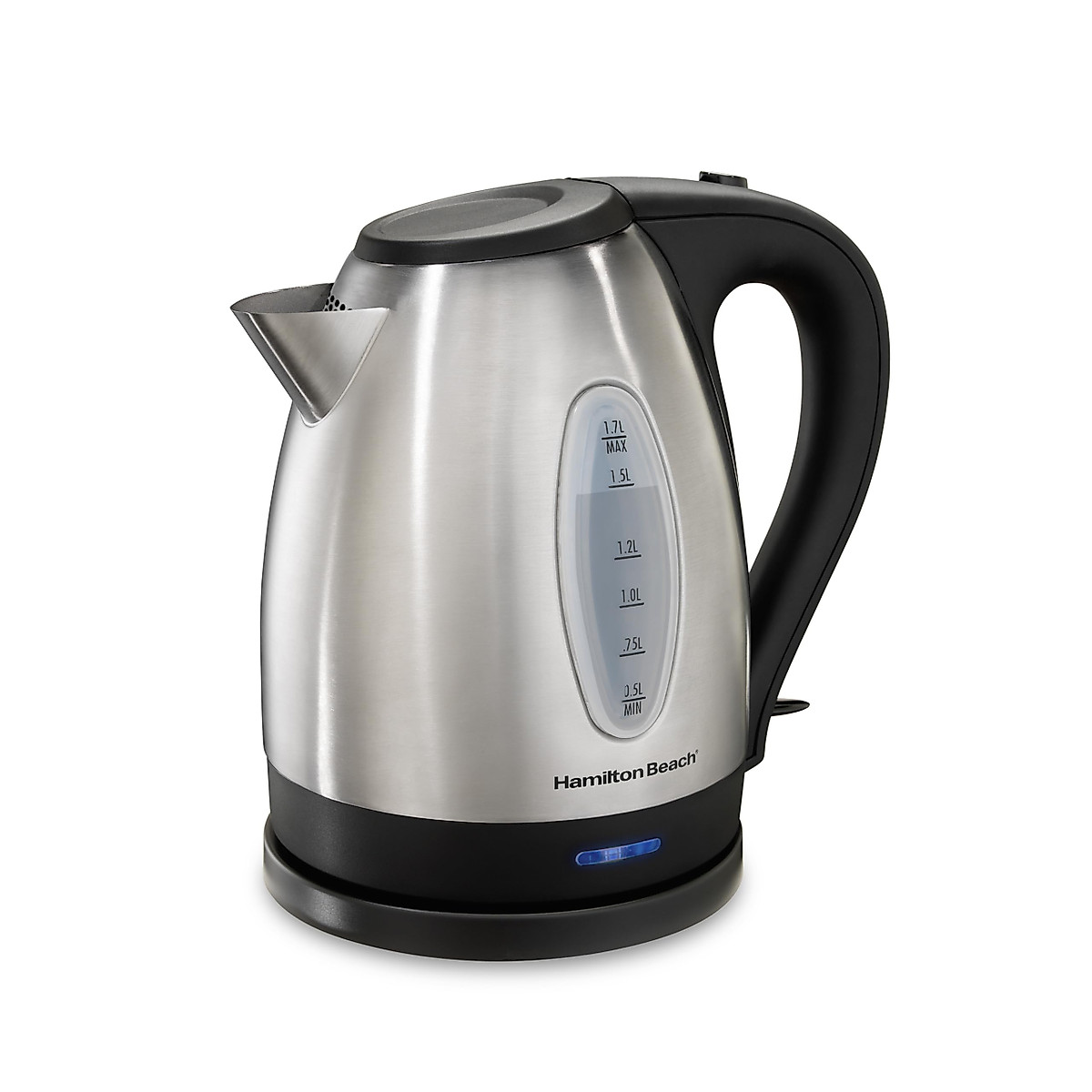 Hamilton Beach Electric Tea Kettle, Water Boiler & Heater, 1.7 L, Cordless, Auto-Shutoff and Boil-Dry Protection, Stainless Steel (40880)