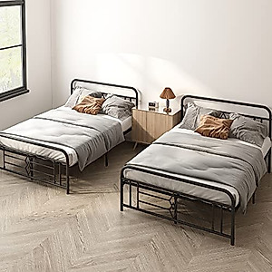 Bigbiglife Classic Metal Bed Frame with Headboard and Footboard, Sturdy Platform Bed Frame with Steel Slat Support/Under Bed Storage/No Box Spring Needed, Black, Full Size