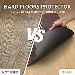 Dowinx Office Chair Mat for Hardwood Floor, Computer Gaming Chair Mat for Hard Floors, Under Desk Chair Rug Anti-Slip for Tile, Rolling Chair Floor Protector for Home Office, Black and Red (48"*36")