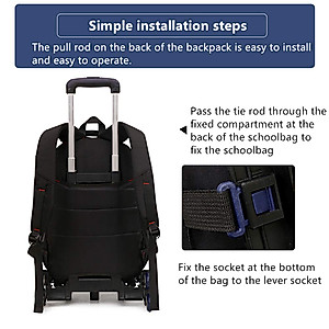 LANSHIYA Solid Color Rolling Backpack for Kids Teen Laptop Bag With Wheels Boys Travel Bag School Bag