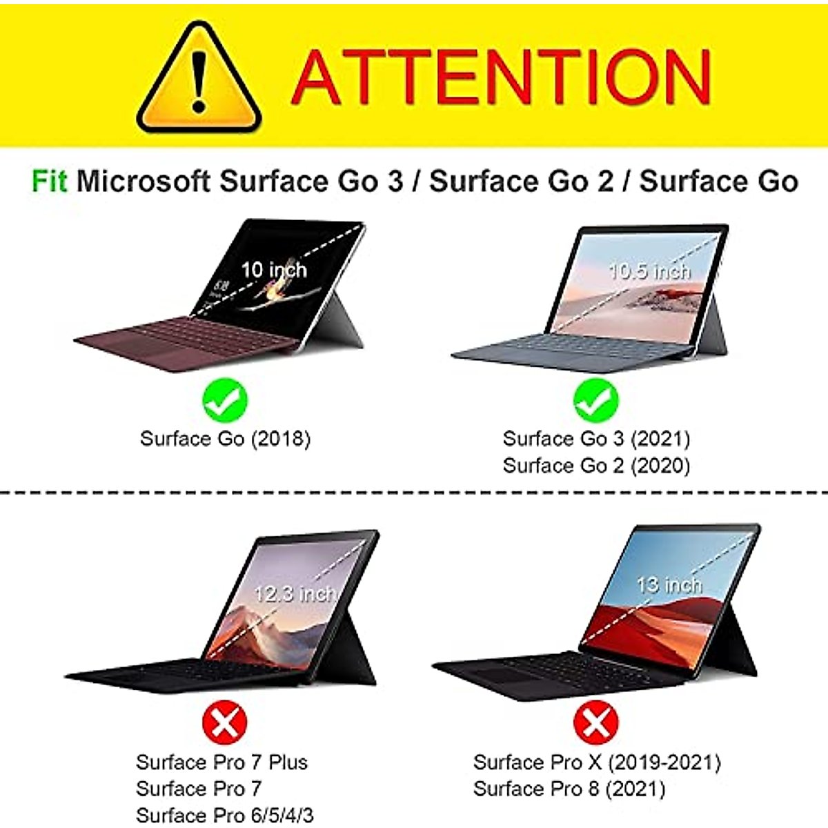 Keyboard Case for Surface Go 3 (2021)/ Surface Go 2 2020 / Surface Go 2018, Wireless Bluetooth Keyboard Cover for Microsoft Surface Go 3 Go 2 10.5 inch/Surface Go 10 inch