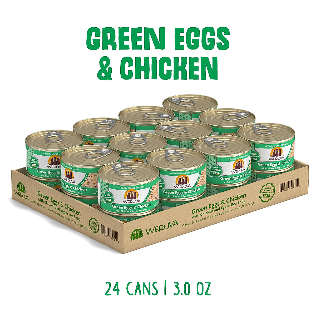 Weruva Classic Cat Food, Green Eggs & Chicken with Chicken Breast & Egg in Pea Soup, 3oz Can (Pack of 24)