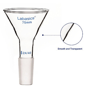 Labasics Glass Short Stem Powder Funnel with 75 mm Top Outer Dimension and 24/40 Inner Joint Filter Funnel Glass Funnel (OD 75mm)