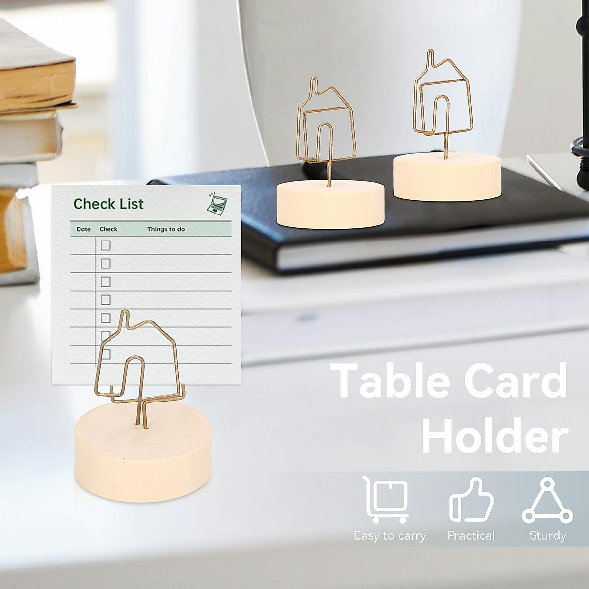 10pcs Table Number Holders, Retro House Shape Place Card Holder Picture Holders Photo Clips for Wedding Party Graduation Reception Restaurant Home Centerpiece Decorations