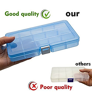 Qualsen 8 Pack Bead Organizer Plastic Compartment Box with Adjustable Dividers Craft Tackle Organizer Storage Containers Box 15 Grid (4 Colors)