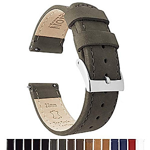 BARTON WATCH BANDS Quick Release Top Grain Leather Watch Band Strap, Espresso Leather/Espresso Stitching, 20mm