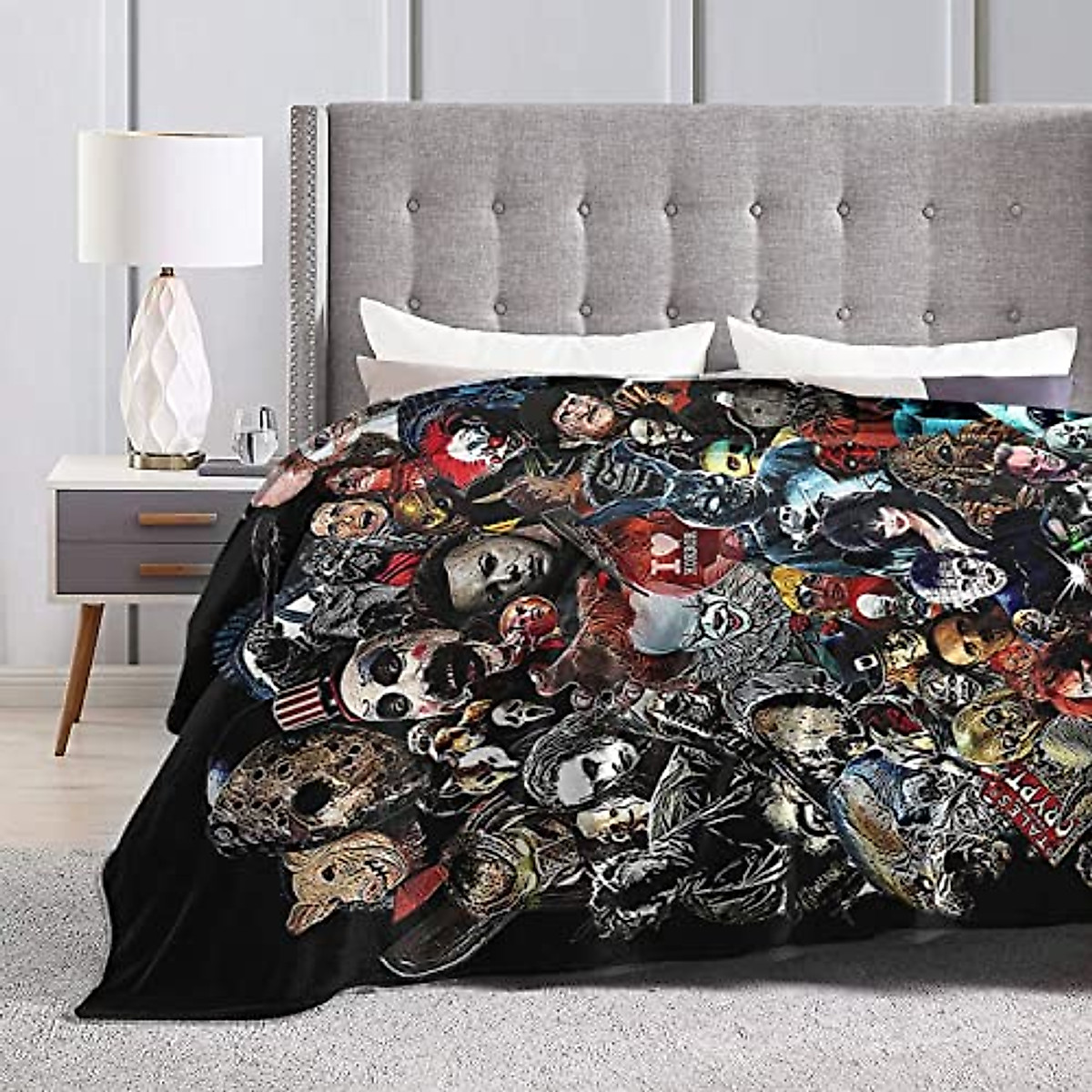 Horror Movie Characters (Many Faces of) Flannel Blanket,Super Soft, Comfortable and Warm, Perfect for Sofa, Living Room and Bedroom 80"X60"