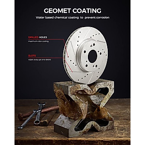 KAX Rear Disc Brake Rotors Drilled & Slotted Replacement for FX35 2003-2012, FX45 2003-2008, Q50 2014-2019, MURANO 2003-2019 Excluding 2008, PATHFINDER 2013-2019, QUEST 2004-2017 Excluding 2010