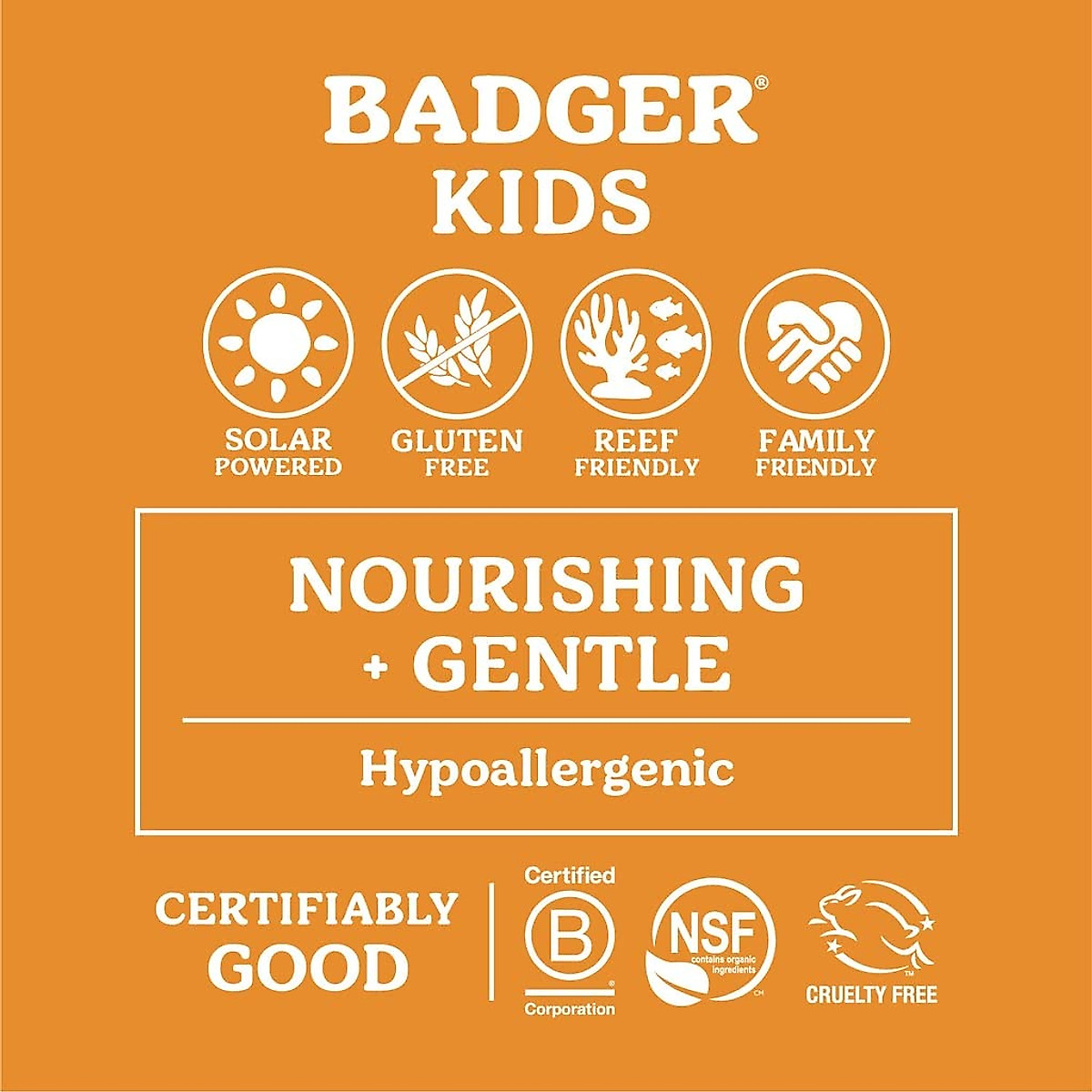 Badger Kids Sunscreen Cream SPF 40, Organic Mineral Sunscreen Kids Face & Body with Zinc Oxide, Reef Friendly, Broad Spectrum, Water Resistant, 2.9 fl oz