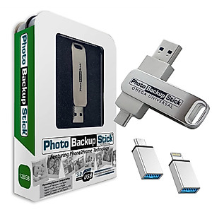 Photo Backup Stick Omega Universal Picture and Video Backup for Any Device - iPhone, Android, Computer, Tablets (128GB)