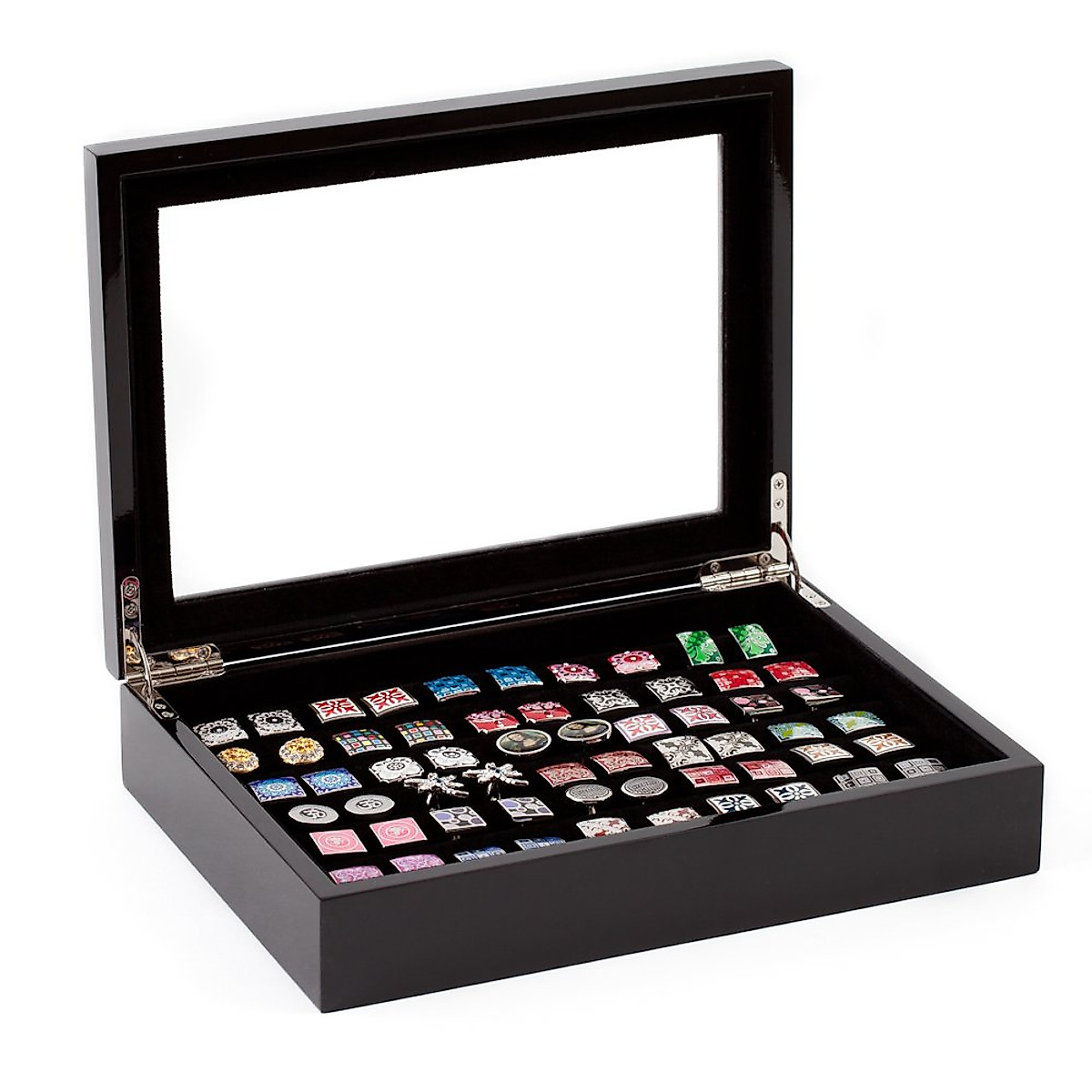 Cuff-Daddy Black Cufflinks and Rings Storage Box Case For 36 Pairs | Cufflinks Luxury Display Jewelry Organizer | Cufflink Holder Box Case Storage Special Occasions Anniversaries Cuff Link