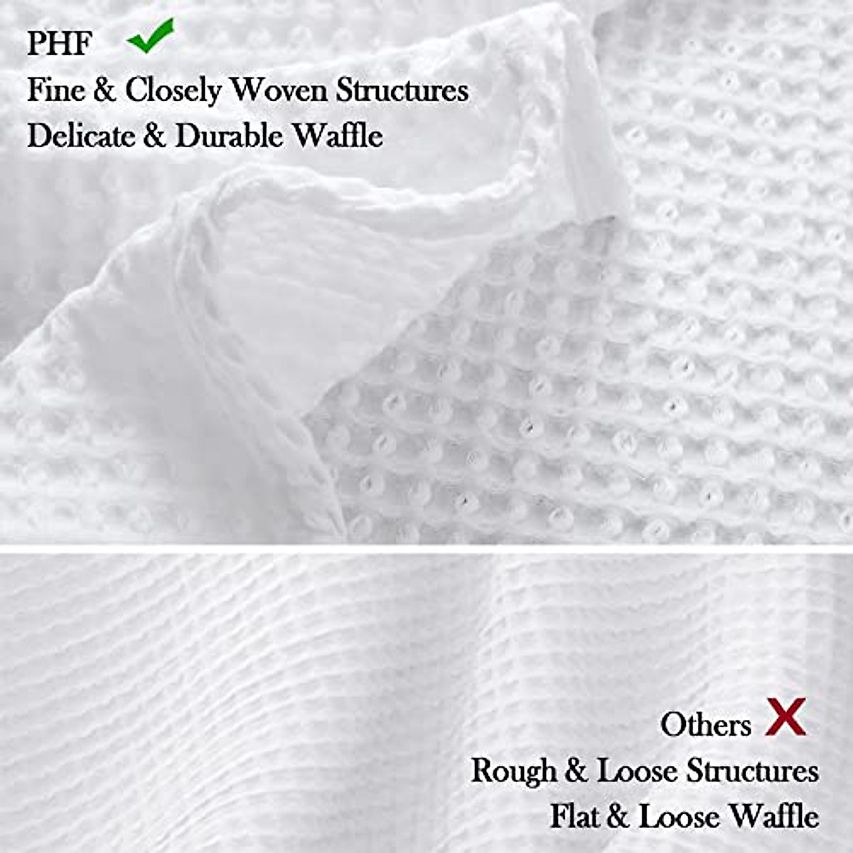 PHF 100% Cotton Waffle Weave Throw Blanket 50" x 60"-Lightweight Washed Soft Breathable Blanket for Adults and Kids-Perfect Blanket Layer for Couch Bed Sofa-Elegant Home Decoration- White