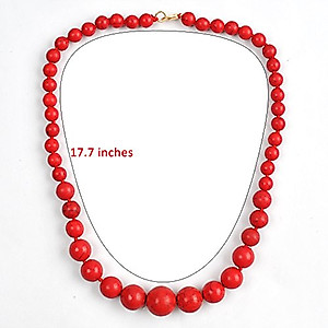 Jane Stone Fashion Elegant Multi-size Coral Red Beaded Funky Necklace Statement Bib Jewelry For Mummy(Fn1270-Red)