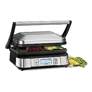 Cuisinart GR-6S Contact Smoke-Less Mode Griddler, 11.5"(L) x 10.5"(W) x 7.0"(H), Silver (Renewed)