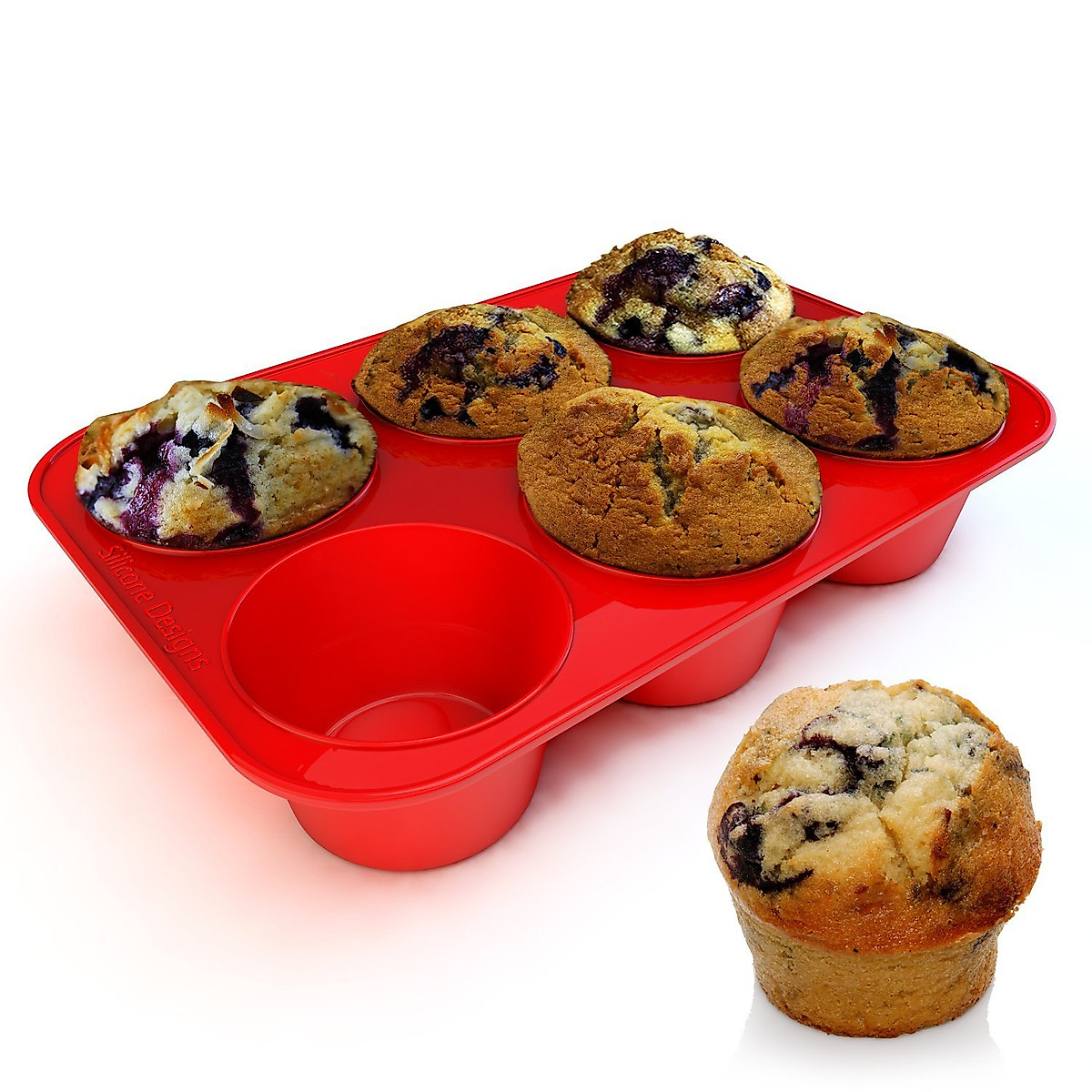Silicone Texas Muffin Pans and Cupcake Maker, 6 Cup Large, Set of 2, Professional Use