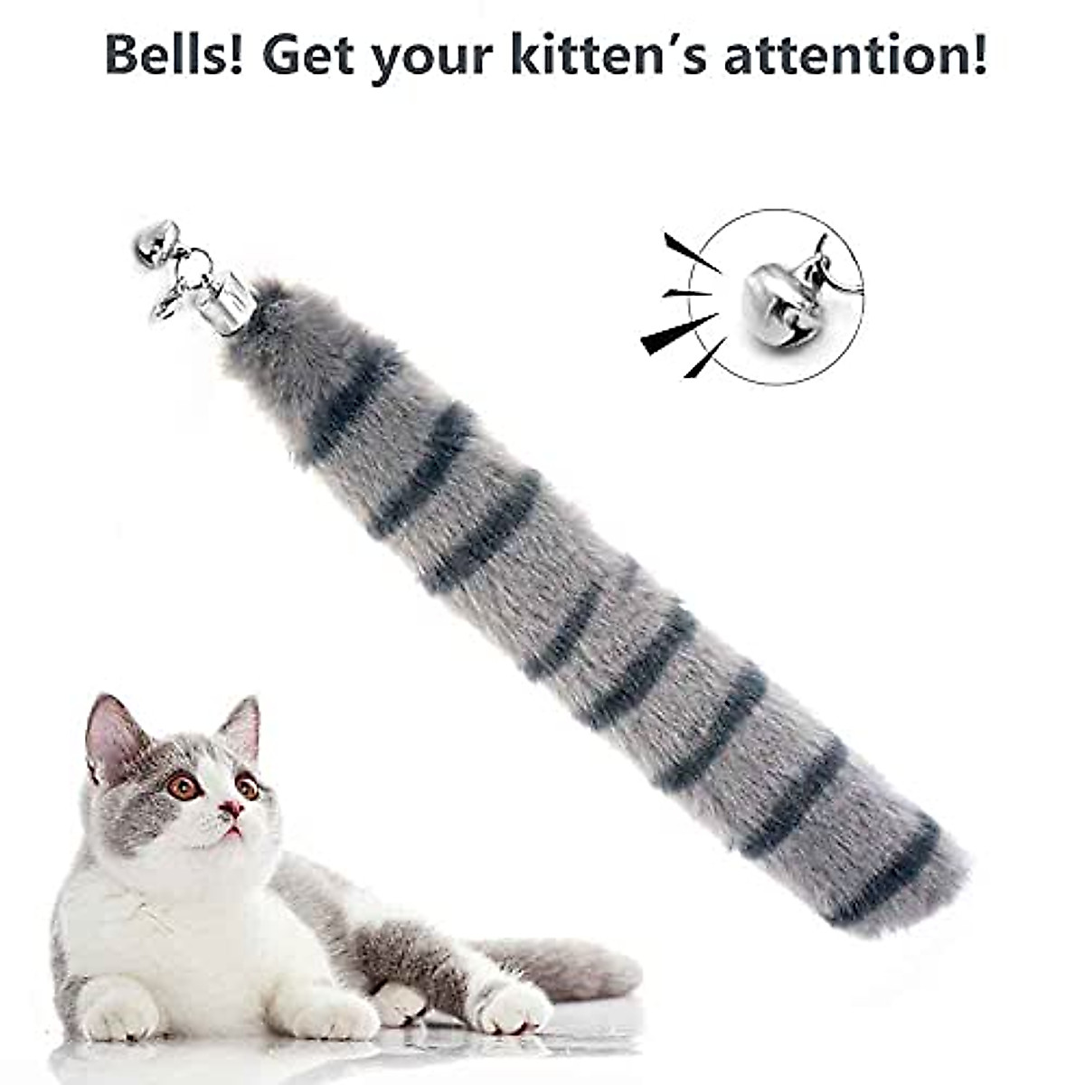 LASOCUHOO Cat Worm Toys, (3 Packs) Interactive Cat Wand Replacement, Cat Wand Refill Attachments for Indoor Cats, Fit for Most Cats