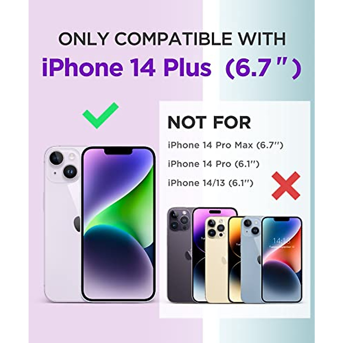 GVIEWIN Case Compatible with iPhone 14 Plus 6.7 Inch,with Screen Protector + Camera Lens Protector, Clear Flower Shockproof Soft Protective Floral Designed Women Phone Cover, 2022 (Aster/Purple)