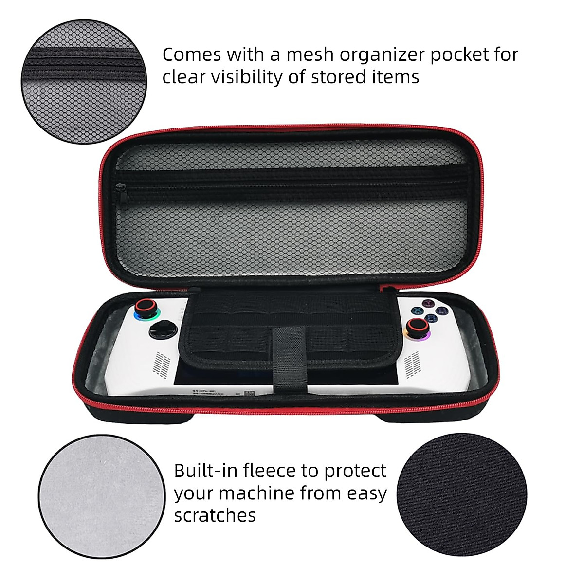 Carrying Case Bag for Asus ROG Ally with [2 Pack] Screen Protector for Asus ROG Ally (2023) RC71L 7 inch - Black
