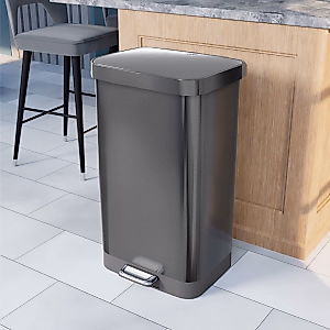 Glad Stainless Steel Step Trash Can with Clorox Odor Protection | Large Metal Kitchen Garbage Bin with Soft Close Lid, Foot Pedal and Waste Bag Roll Holder, 20 Gallon, All Pewter