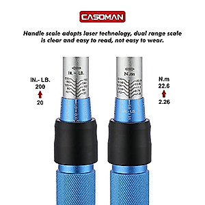 CASOMAN 1/4-inch Drive Click Torque Wrench Set, Dual-Direction Adjustable, 72-Tooth, Torque Wrench with Buckle (20-200IN.LB/ 2.26-22.6Nm)