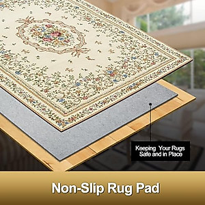 ITSOFT Ultra Premium Non Slip Felt Area Rug Pad, Thick Cushioned Gripper Pad for Hardwood Floors Under Carpet Protects Floors, 1/4" Thickness, 5 x 8 Feet