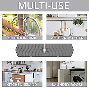 24 Inch Silicone Faucet Handle Drip Catcher Tray, Kitchen Sink Splash Guard Mat with 2 Pack Drain Hair Catcher Drain Cover with Suction Cup for Shower Bathtub Kitchen Bathroom