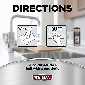 Weiman Stainless Steel Cleaner Kit - Fingerprint Resistant, Removes Residue, Water Marks and Grease from Appliances - Works Great on Refrigerators, Dishwashers, Ovens, and Grills - Packaging May Vary