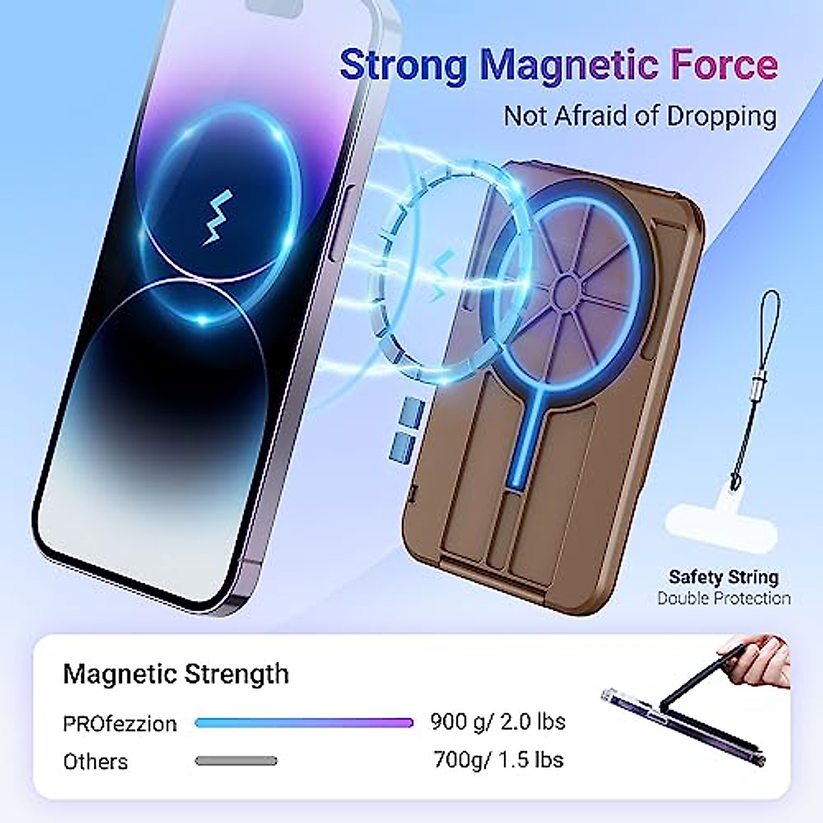 Magnetic Wallet Card Holder For Magsafe, RFID Blocking Slim Hardshell 4 Credit Card & Money Pocket Magnetic Adjustable Stand Wallet for Apple iPhone 16 15 14 13 12 Plus Max Not for iPhone 13/12 mini