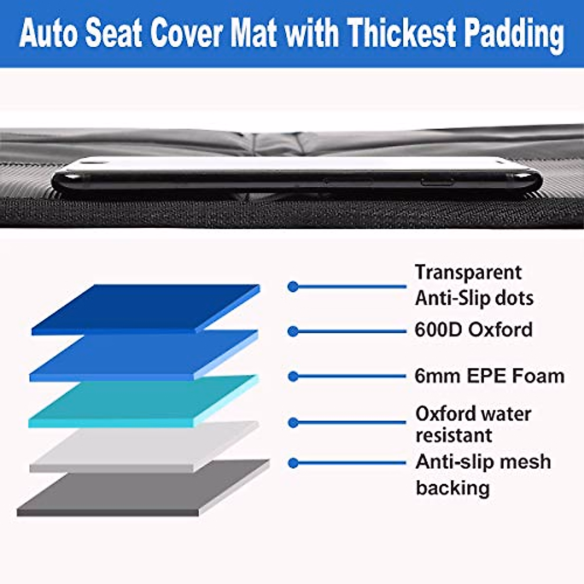 INFANZIA Car Seat Protector,Carseat Protectors for Child Baby Car Seat,Carseat Seat Protector for Leather Seats,Durable,600D Fabric,Reinforced Non-Slip Dots & 3 Mesh Pockets for Handy Storage