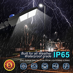 300W LED Parking Lot Light with Dusk to Dawn Photocell 42000 LM 5000K 1-10V Dimmable LED Shoebox Area Light (1000W HID/HPS Equivalent), Yoke Mount 100-277V AC IP65, UL&DLC Listed