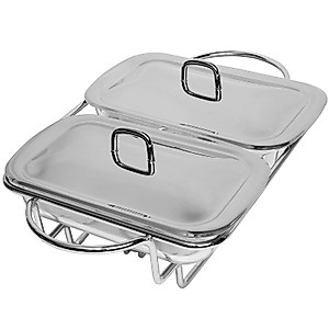 Galashield Chafing Dish Buffet Set Warming Tray with Lids Stainless Steel with 2 Oven Safe Glass Dishes Buffet Servers (1.5-Quart Each Tray)