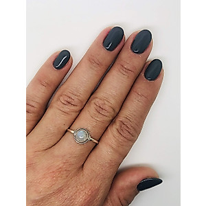 Koral Jewelry Round Moonstone Ethnic Delicate Ring 925 Sterling Silver Vintage Tribal Gipsy Boho Look (6)