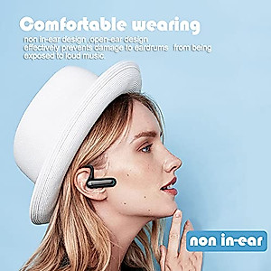 Bluetooth Earpiece Open Ear Headphones with Microphone Noice Cancelling Trucker Bluetooth Headset Wireless Single Ear Phone Ear Piece for Cell Phone Office Business 27H Battery Life with Charging Box