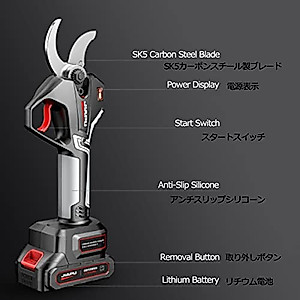 Garden Trimmer Electric Secateurs Cordless Pruning Shears with Lithium Battery Powered 6-8 Working Hours Tree Branch Pruner LCD Display Screen 50mm/2 in Cutting Diameter (Size : with 1 Battery)
