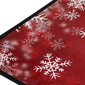 One Bear Christmas Kitchen Rugs and Mats Non Skid Washable Winter Snowflake Red Cushioned Mats AntiFatigue Floor Doormat Farmhouse 39 x 20 inch